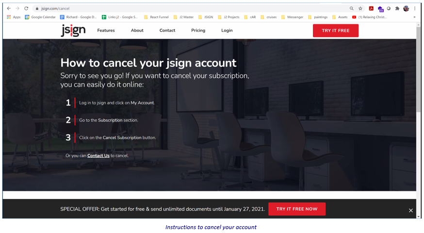Cancel Your jSign Account