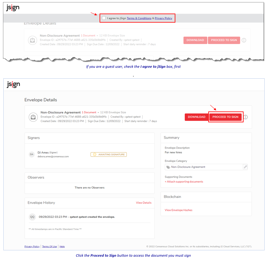 Sign Envelope Document(s)
